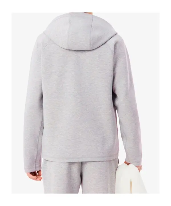 Lacoste Zip-up Hoodie With Silicone Crocodile Logo - Grey