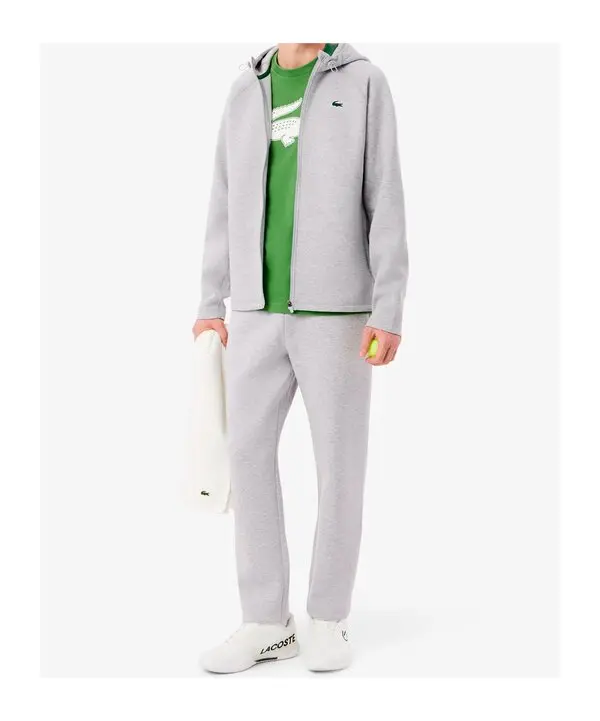 Lacoste Zip-up Hoodie With Silicone Crocodile Logo - Grey