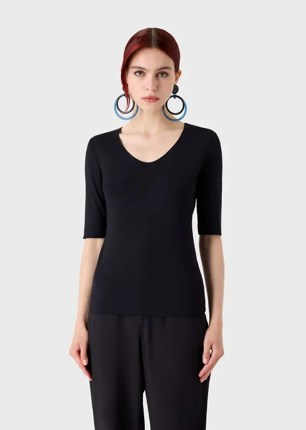 Emporio Armani Mid-sleeve Knitted T-shirt