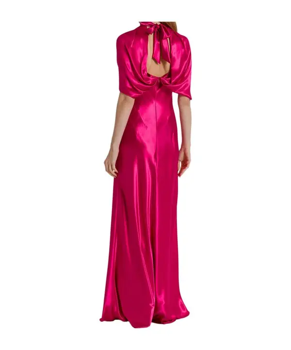 Alberta Ferretti Satin Cape Evening Dress