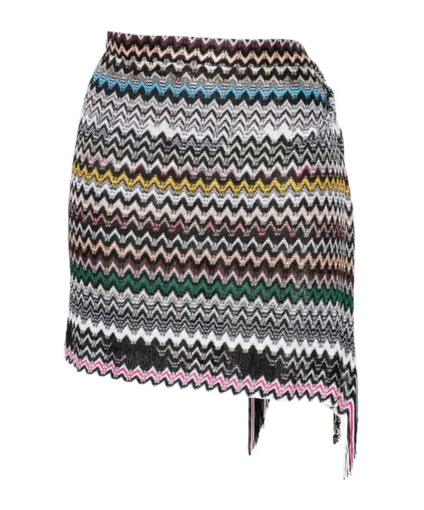 Missoni Fringed Zigzag Skirt - Gray