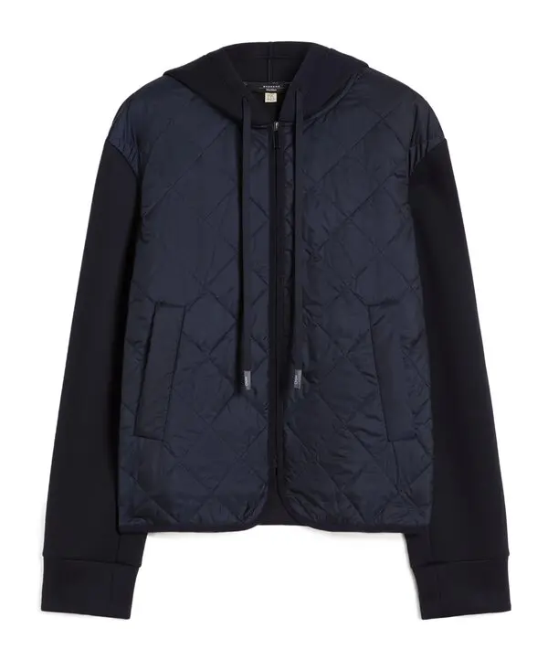 Max Mara Diamond Quilted Hooded Jacket - Navy Blue