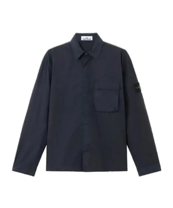 Stone Island Long-sleeved Casual Jacket With Chest Pocket And Sleeve Badge