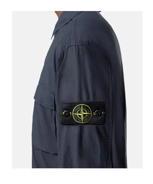 Stone Island Long-sleeved Casual Jacket With Chest Pocket And Sleeve Badge