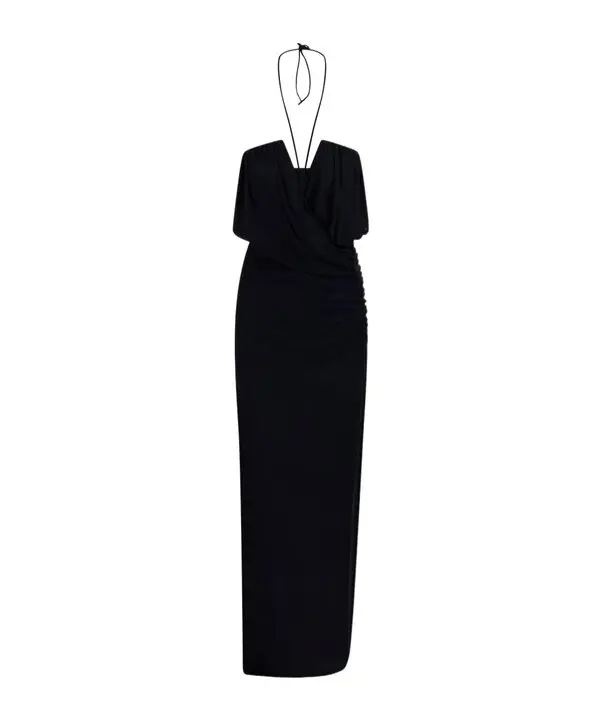 AMAZUIN Draped Maxi Dress With V-neck And Open Back