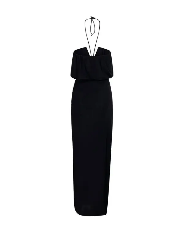AMAZUIN Draped Maxi Dress With V-neck And Open Back