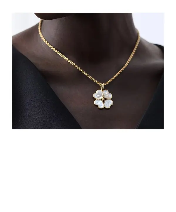 Dior Gold-plated Clover Pendant Necklace With Mother-of-pearl