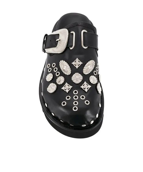 Toga Embellished Leather Mules
