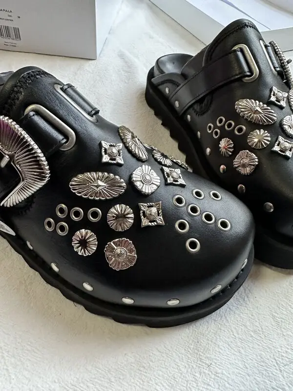 Toga Embellished Leather Mules