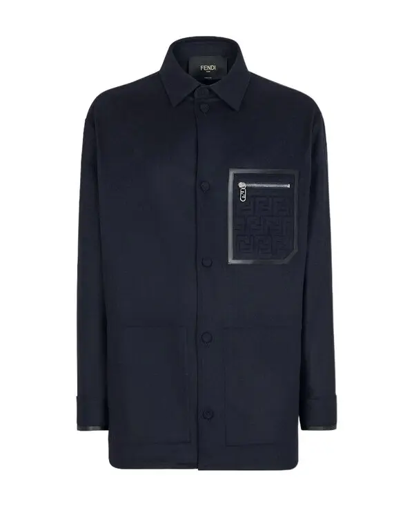 Fendi Logo Embossed Go-to Jacket - Dark Blue