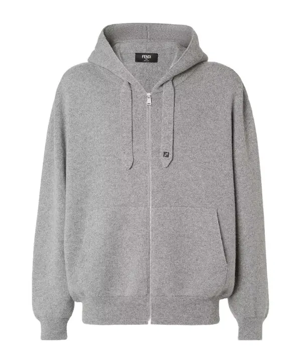 Fendi Zip-up Hooded Sweatshirt With Ff Detail