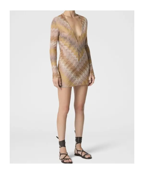 Missoni Ombre Lurex Long-sleeve Mini Dress