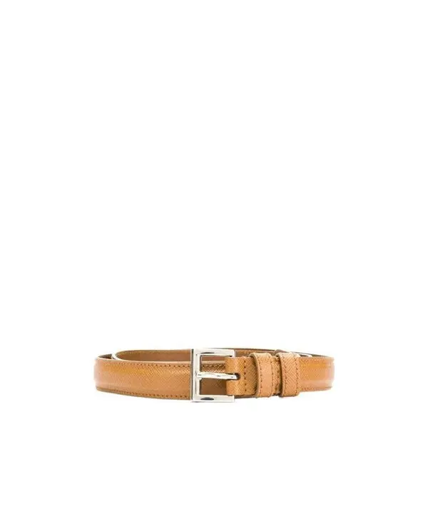 Prada Square Buckle Leather Belt - Brown