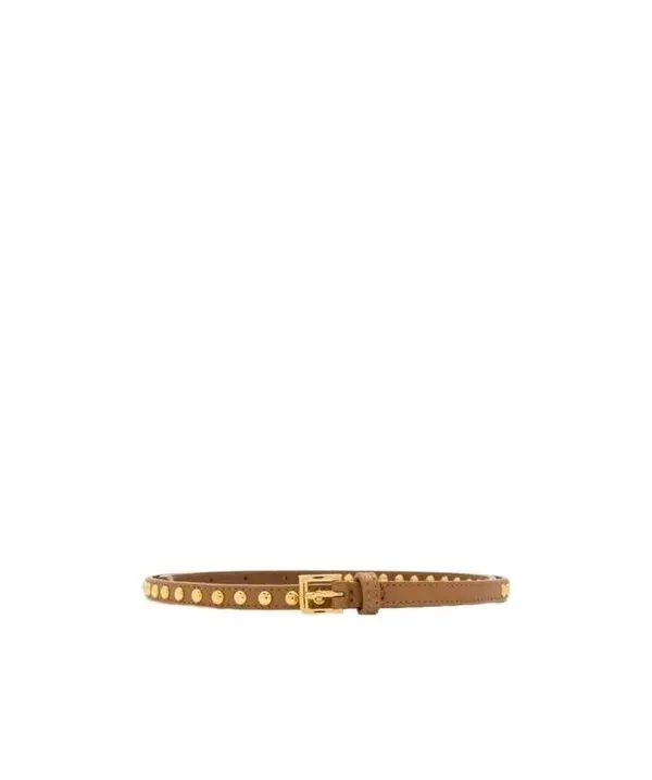 Prada Studded Skinny Belt - Brown