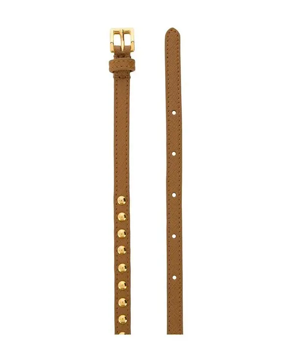 Prada Studded Skinny Belt - Brown