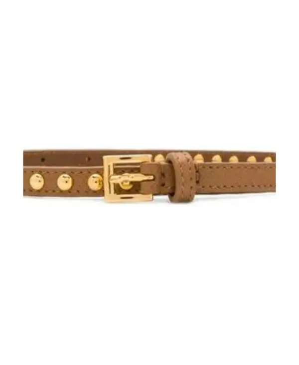 Prada Studded Skinny Belt - Brown
