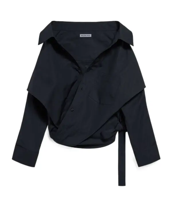 Balenciaga Off-shoulder Wrap Shirt - Black