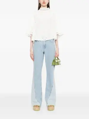 Farm Rio Palm Tree Lace Trim Top