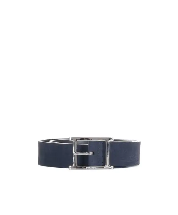 ORTIGNI Square Buckle Leather Belt - Black