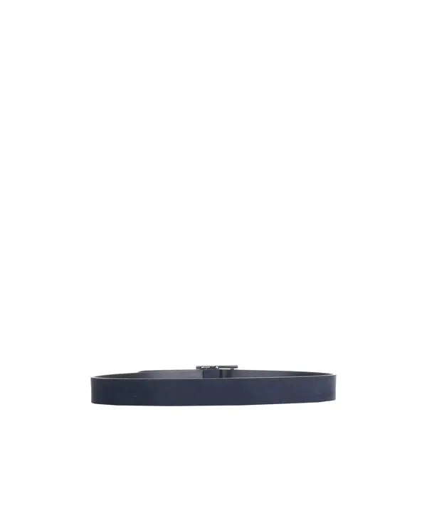 ORTIGNI Square Buckle Leather Belt - Black