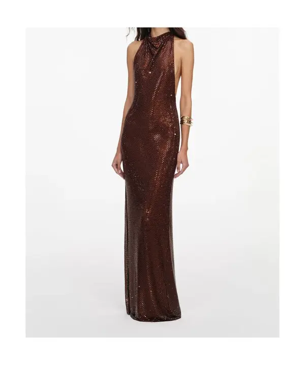 SELF-PORTRAIT Rhinestone Racerback Maxi Dress