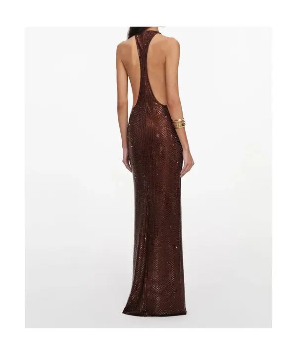 SELF-PORTRAIT Rhinestone Racerback Maxi Dress