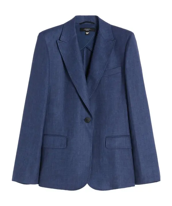 Max Mara Single-breasted Linen Blazer - Navy Blue