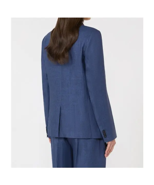 Max Mara Single-breasted Linen Blazer - Navy Blue