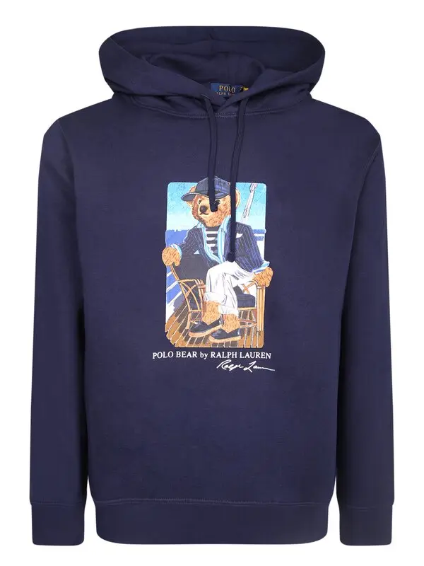 Polo Ralph Lauren Hooded Sweatshirt With Polo Bear Graphic - Navy