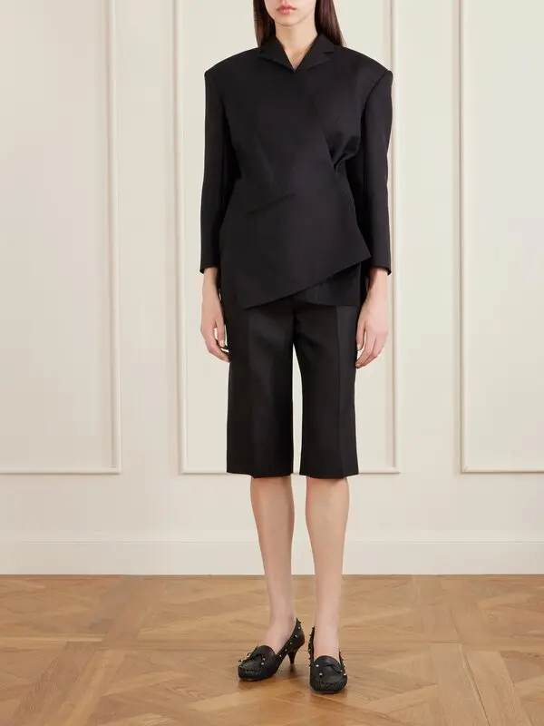 Khaite Raelle Wool Silk Blend Knee Length Shorts