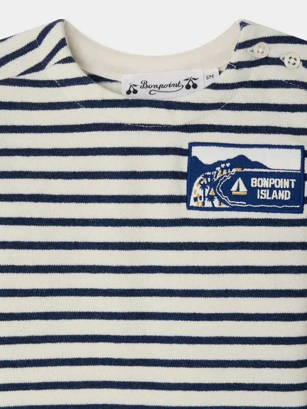 Bonpoint Striped Long Sleeve T-shirt With Island Patch