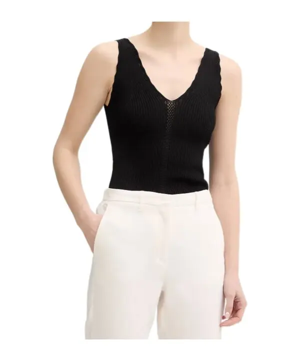 TWINSET Ribbed Knit Vest With V-neck