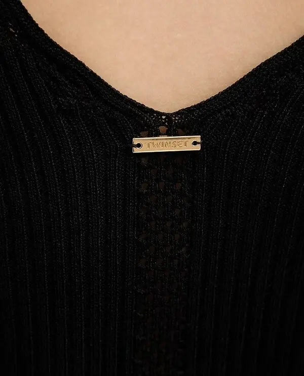 TWINSET Ribbed Knit Vest With V-neck