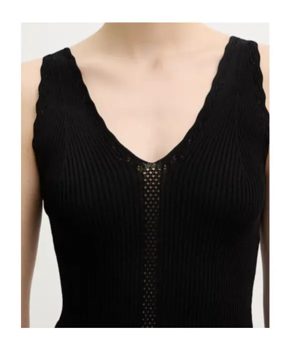 TWINSET Sleeveless V-neck Top With Scalloped Edges - White