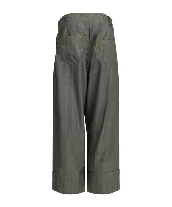 Junya Watanabe Pinstripe Cuffed Hem Pants