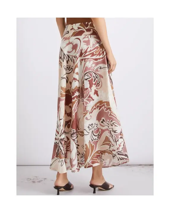 Marella Printed Linen A-line Midi Skirt