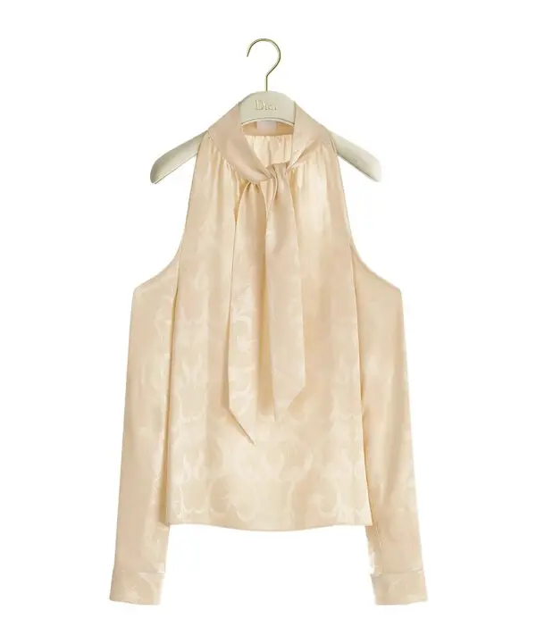 Dior Cold Shoulder Blouse With Tie Detail