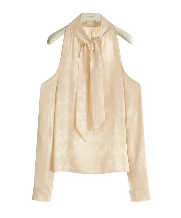 Dior Cold Shoulder Blouse With Tie Detail
