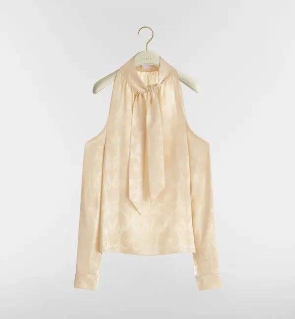 Dior Cold Shoulder Blouse With Tie Detail