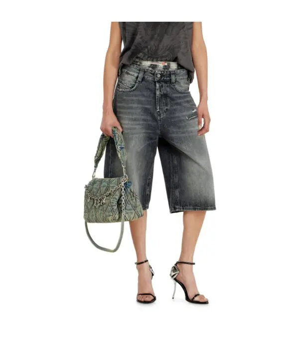 DIESEL® Relaxed Fit Distressed Denim Bermuda Shorts