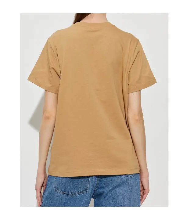GANNI Graphic Print Cotton T-shirt - Beige