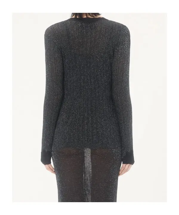 Valentino Garavani Lurex Knit Cardigan With Lace Trim