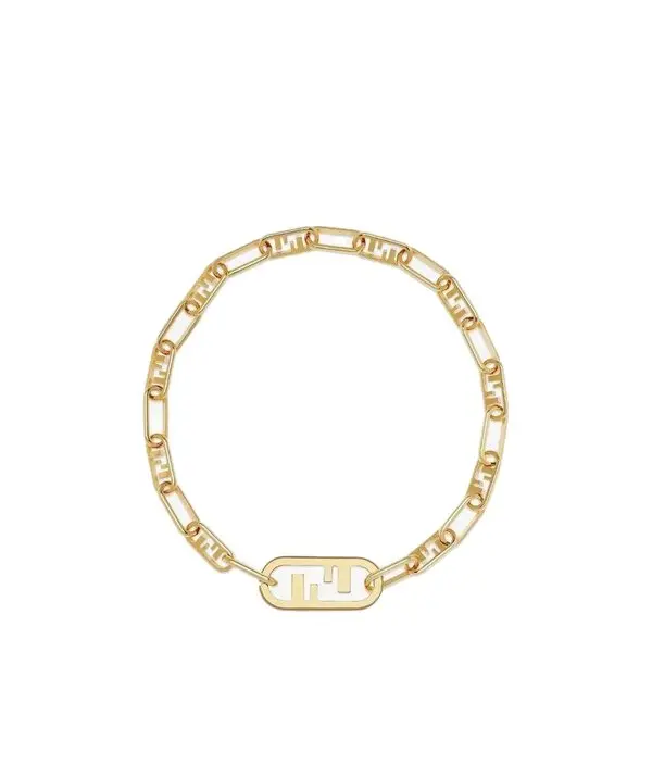 Fendi Gold-tone Ff Logo Choker Necklace - Yellow