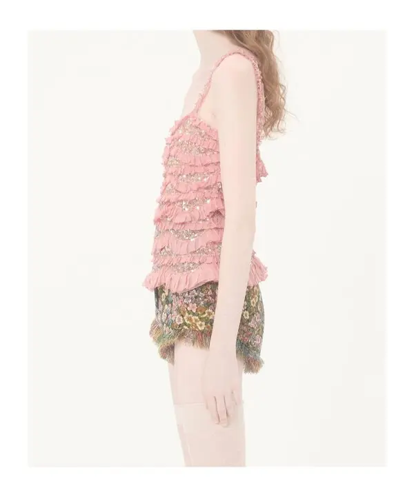 Valentino Garavani Embellished Ruffled Chiffon Top