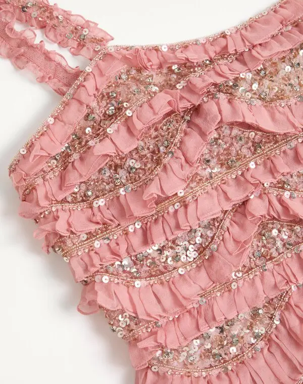 Valentino Garavani Embellished Ruffled Chiffon Top
