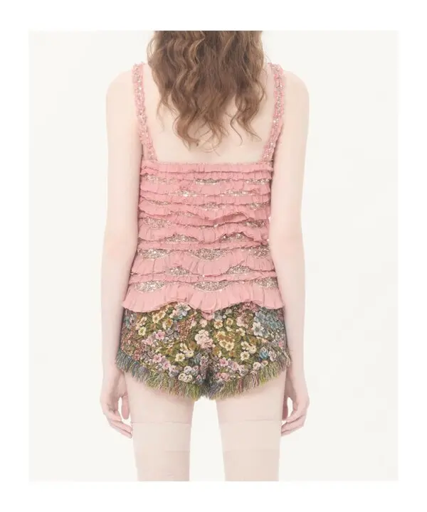Valentino Garavani Embellished Ruffled Chiffon Top