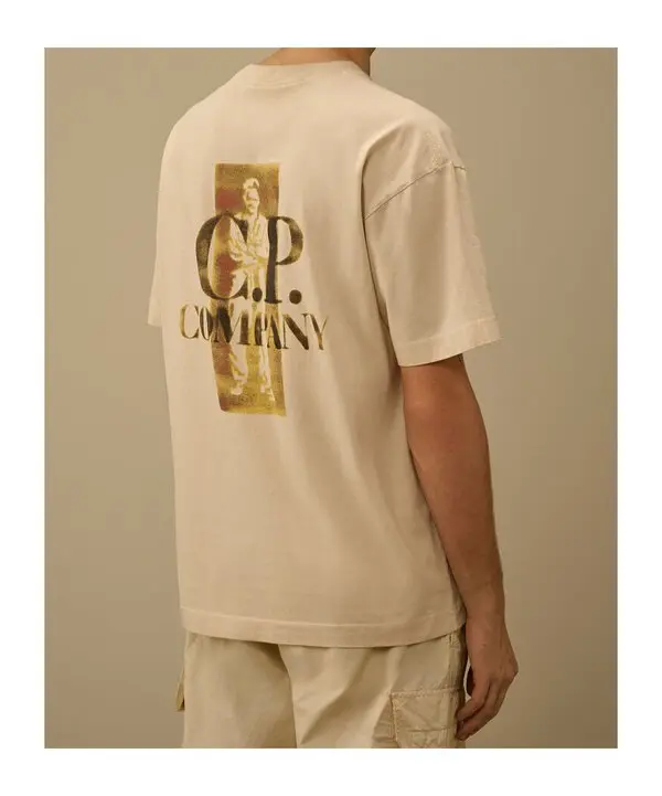 C.P. COMPANY Logo Printed Crewneck T-shirt - Nude