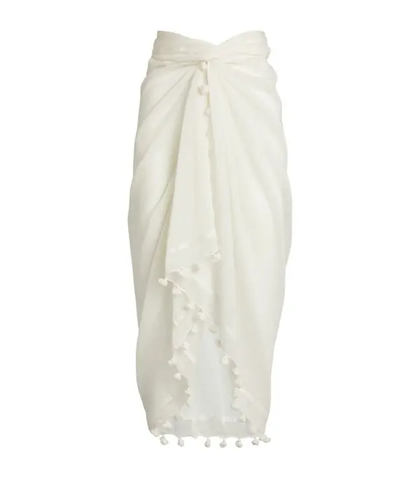 Melissa Odabash Tasseled Pareo Scarf - White