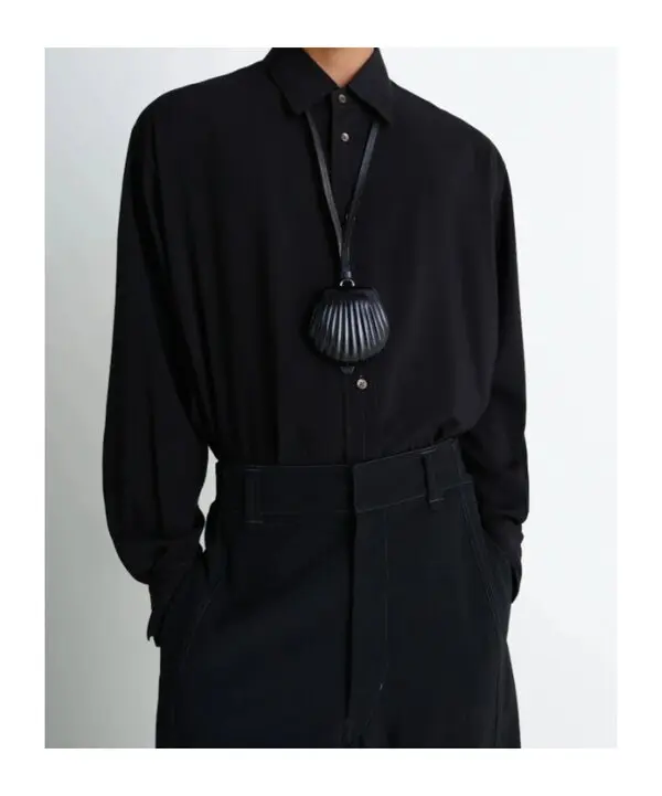LEMAIRE X Carlos Penafiel Leather Shell Coin Purse Necklace