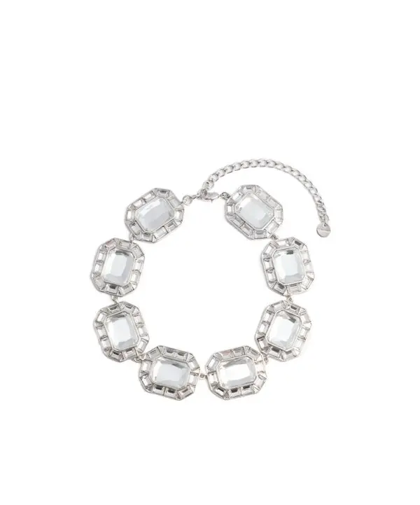 SELF-PORTRAIT Crystal Embellished Necklace - Silver
